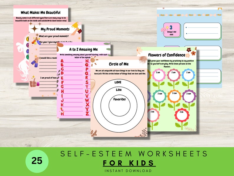 Self-esteem Worksheets for Kids, Mental Health, Therapy Worksheets ...