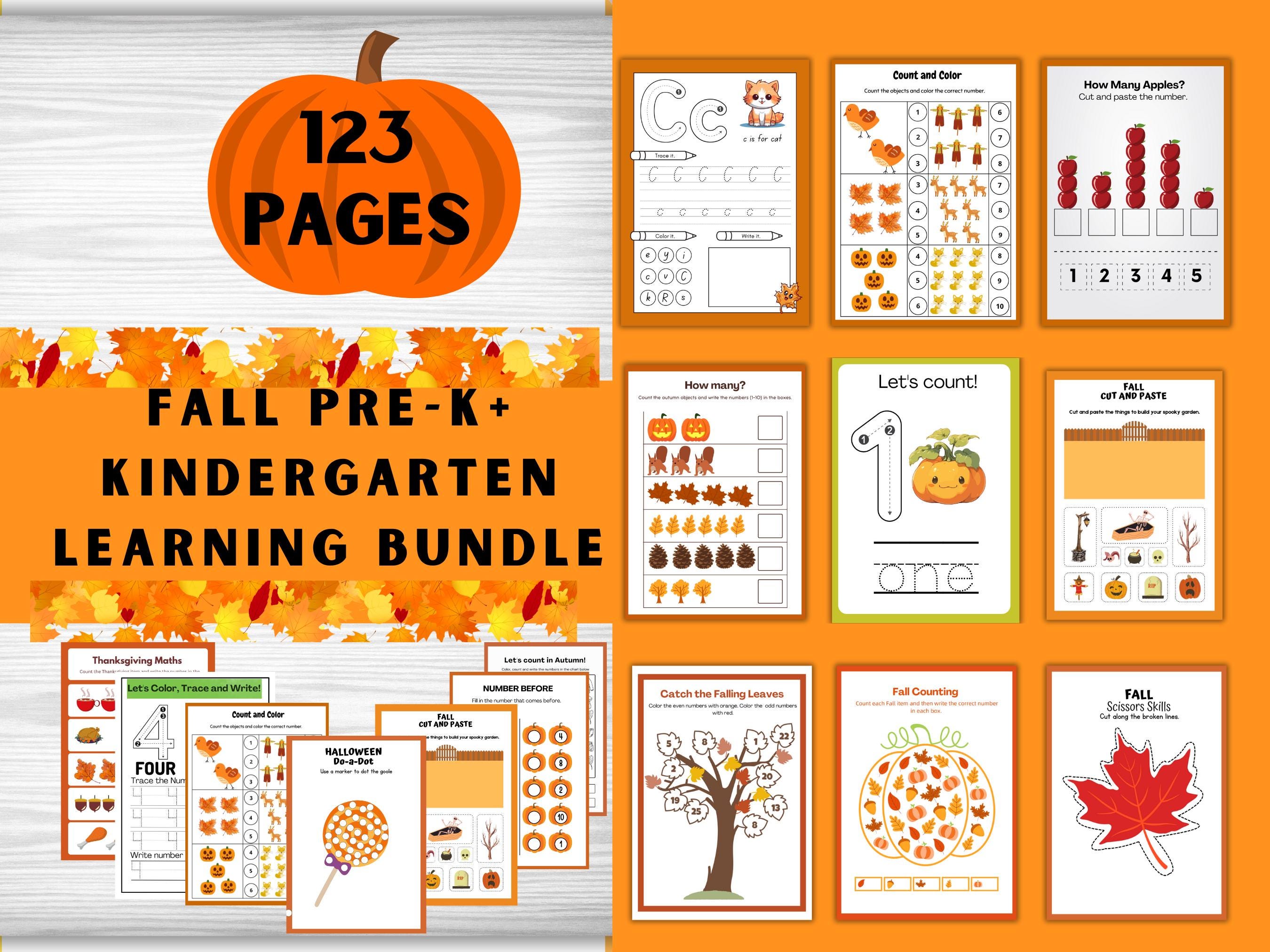 Printable Bundle|fall Dot Marker Preschool Worksheets|fall Coloring ...