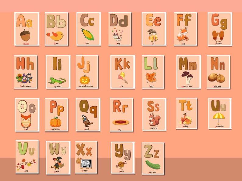 Autumn Alphabet Flashcards: Homeschool Classroom Decor (digital ...