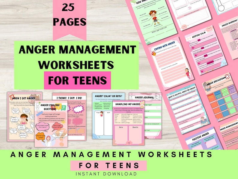 Anger Management Worksheets for Teens/adultsanger Coping Skill ...
