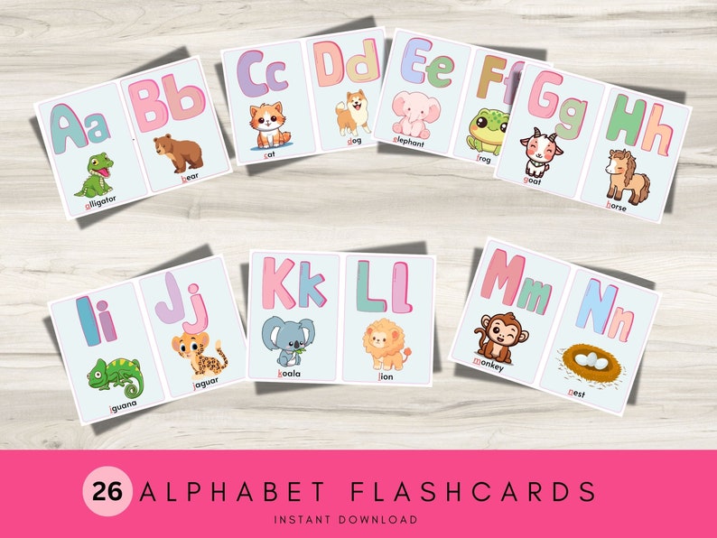 Alphabet Flashcards: ABC Printable Learning Cards (digital Download) - Etsy