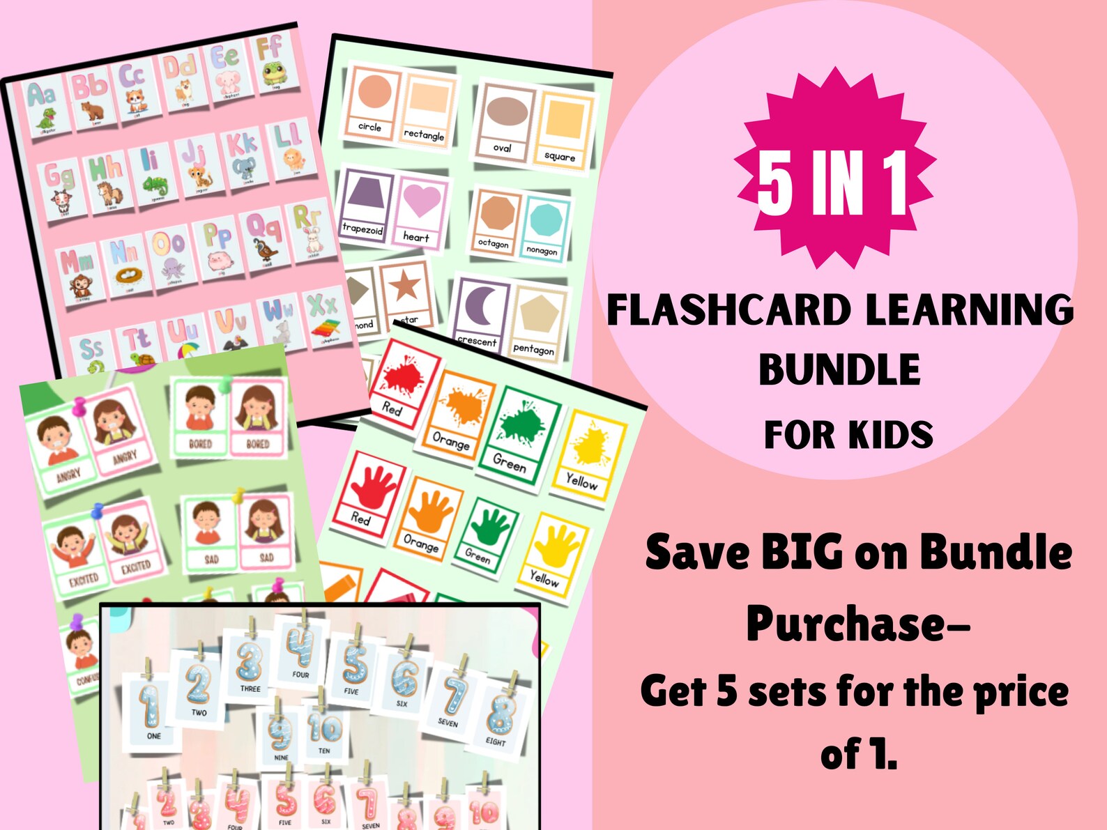 Flashcards Learning Bundle for Kids: Alphabet Flashcards,number ...