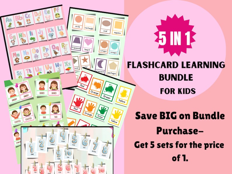 Flashcards Learning Bundle for Kids: Alphabet Flashcards,number ...