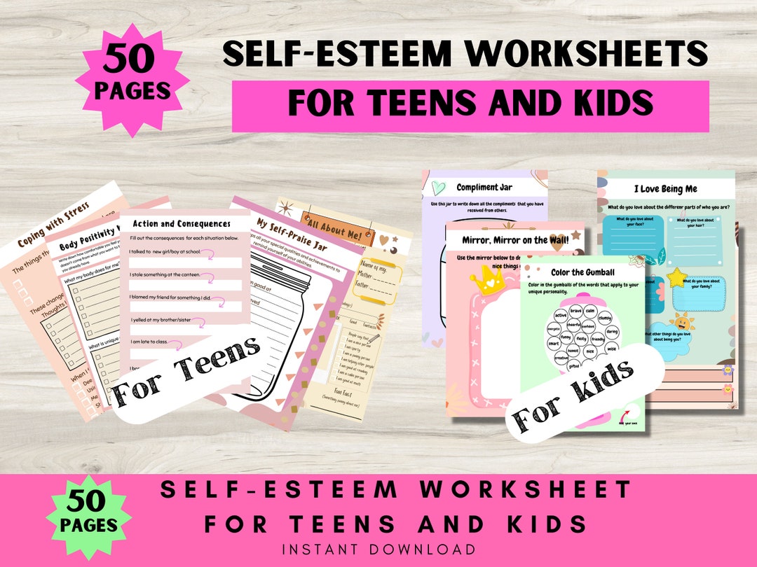 Self-esteem Worksheets for Teens and Kids: Mental Health, Coping Skills ...