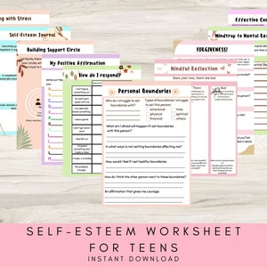 Self-esteem Worksheets for Teens,mental Health,teen,therapy Worksheets ...