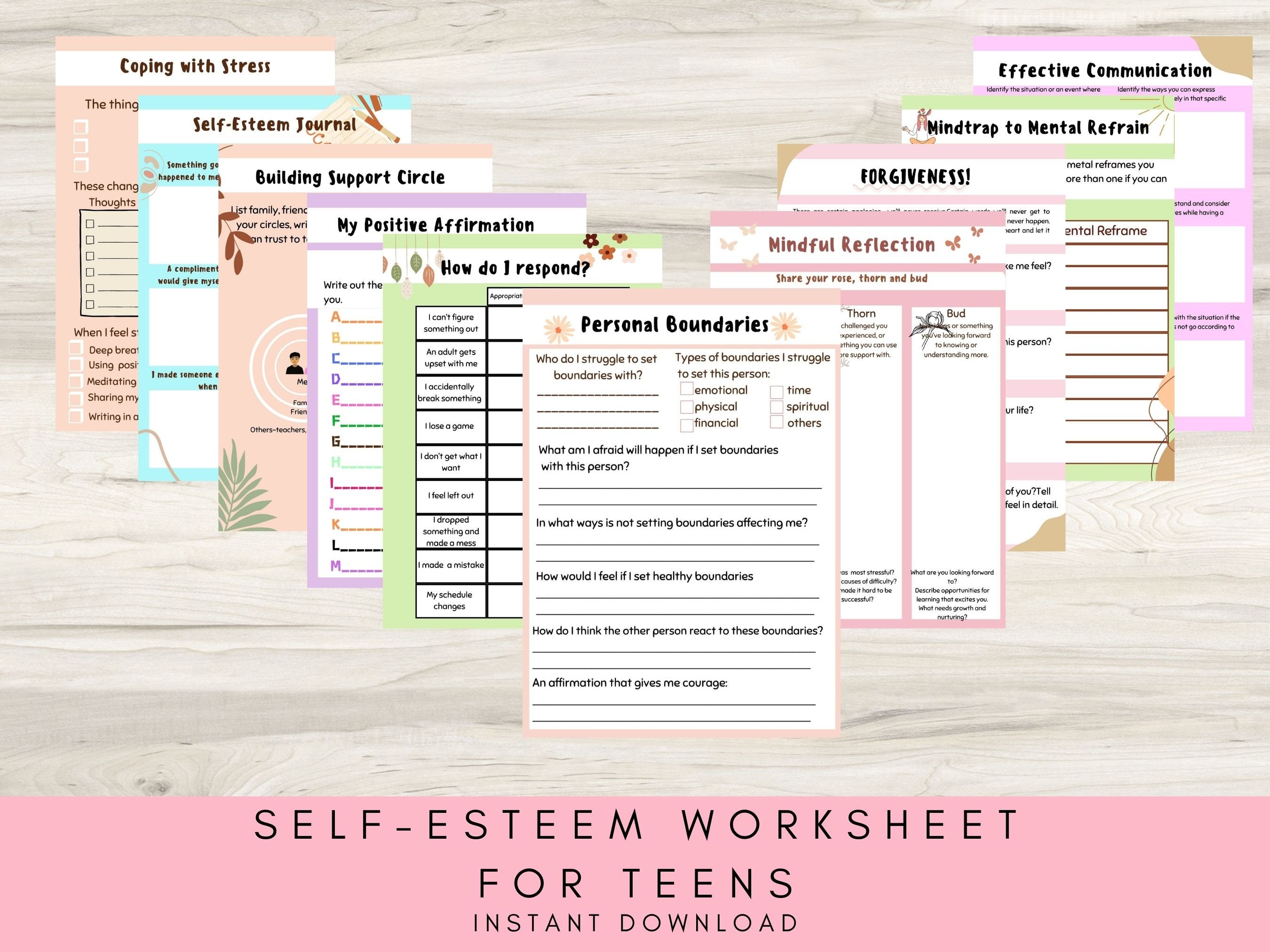 Self-esteem Worksheets for Teens,mental Health,teen,therapy Worksheets ...