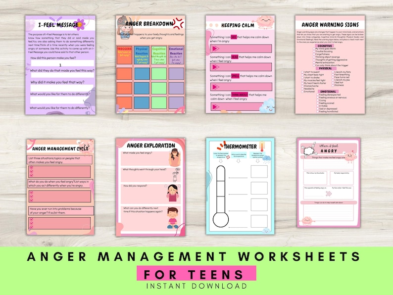 Anger Management Worksheets for Teens/adultsanger Coping Skill ...