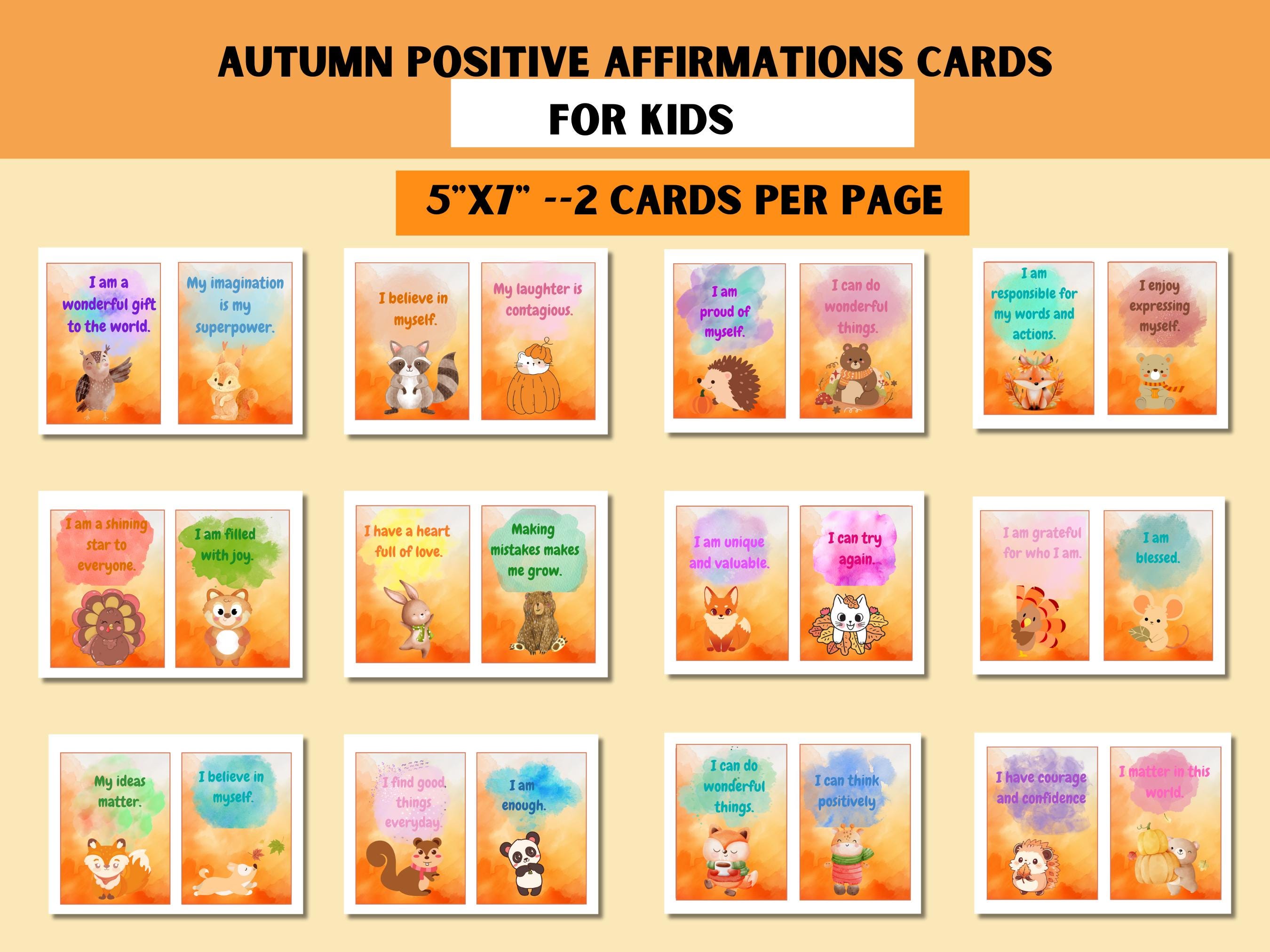 Autumn Positive Affirmation Cards for Kids (PDF) - Etsy