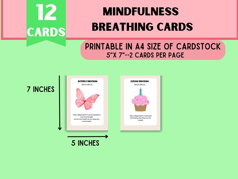 Mindfulness Breathing Cards for Kids,kids Mindfulness Cards,coping ...