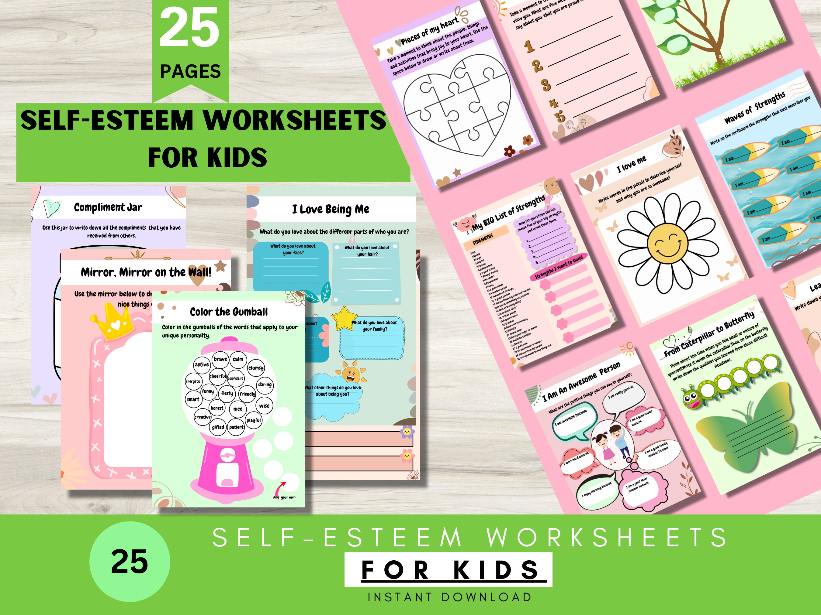 Self-esteem Worksheets for Kids, Mental Health, Therapy Worksheets ...