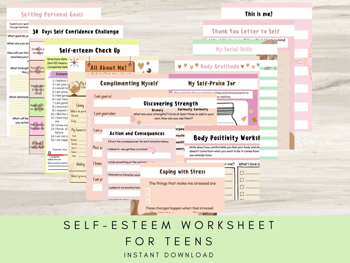 Self-esteem Worksheets for Teens,mental Health,teen,therapy Worksheets ...