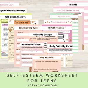 Self-esteem Worksheets for Teens,mental Health,teen,therapy Worksheets ...