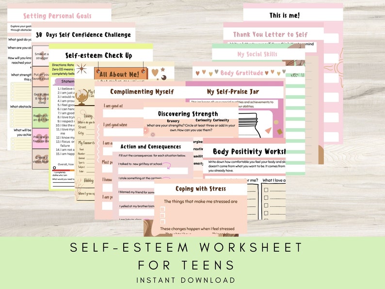 Self-esteem Worksheets for Teens,mental Health,teen,therapy Worksheets ...