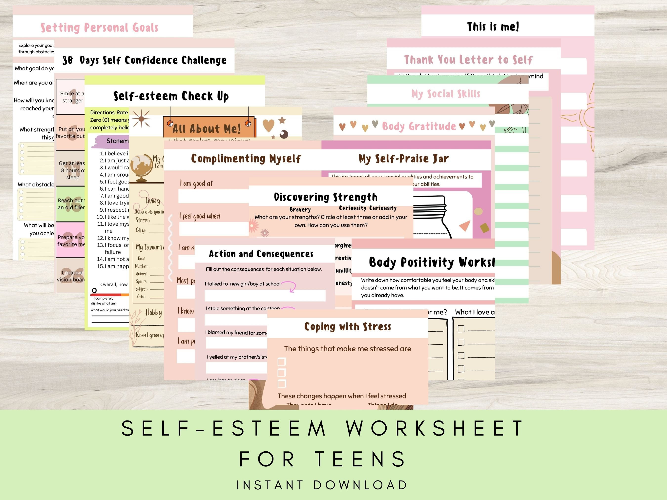 Self-esteem Worksheets for Teens: Mental Health & Coping Skills ...