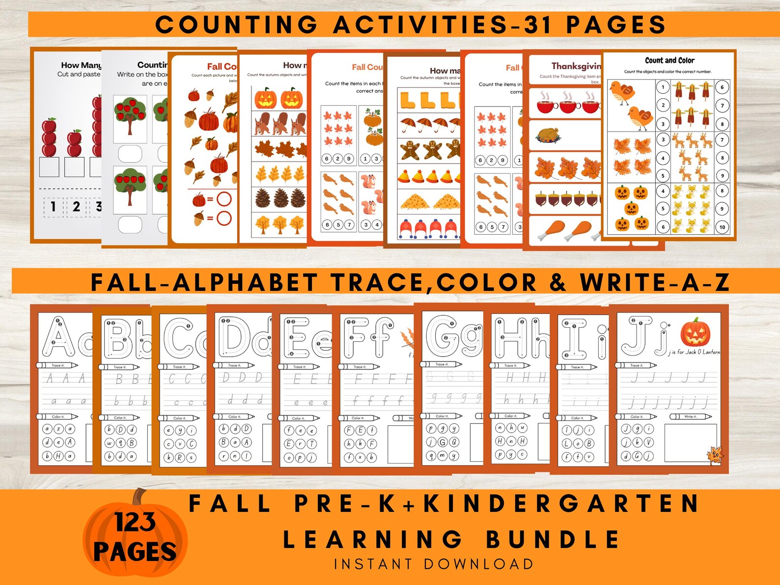Printable Bundle|fall Dot Marker Preschool Worksheets|fall Coloring ...