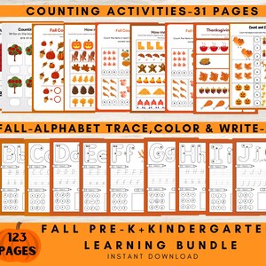 Printable Bundle|fall Dot Marker Preschool Worksheets|fall Coloring ...