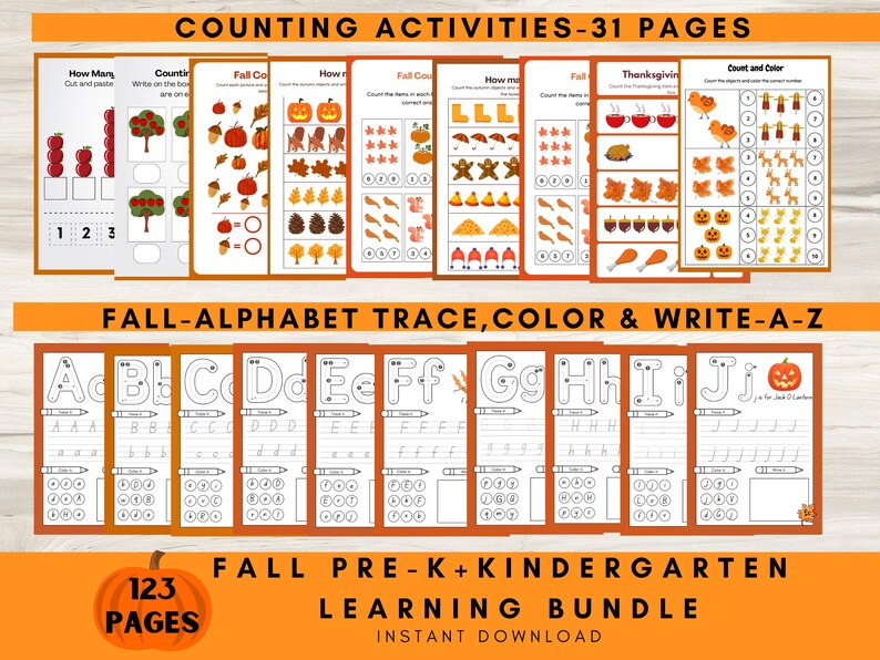 Printable Bundle|fall Dot Marker Preschool Worksheets|fall Coloring ...