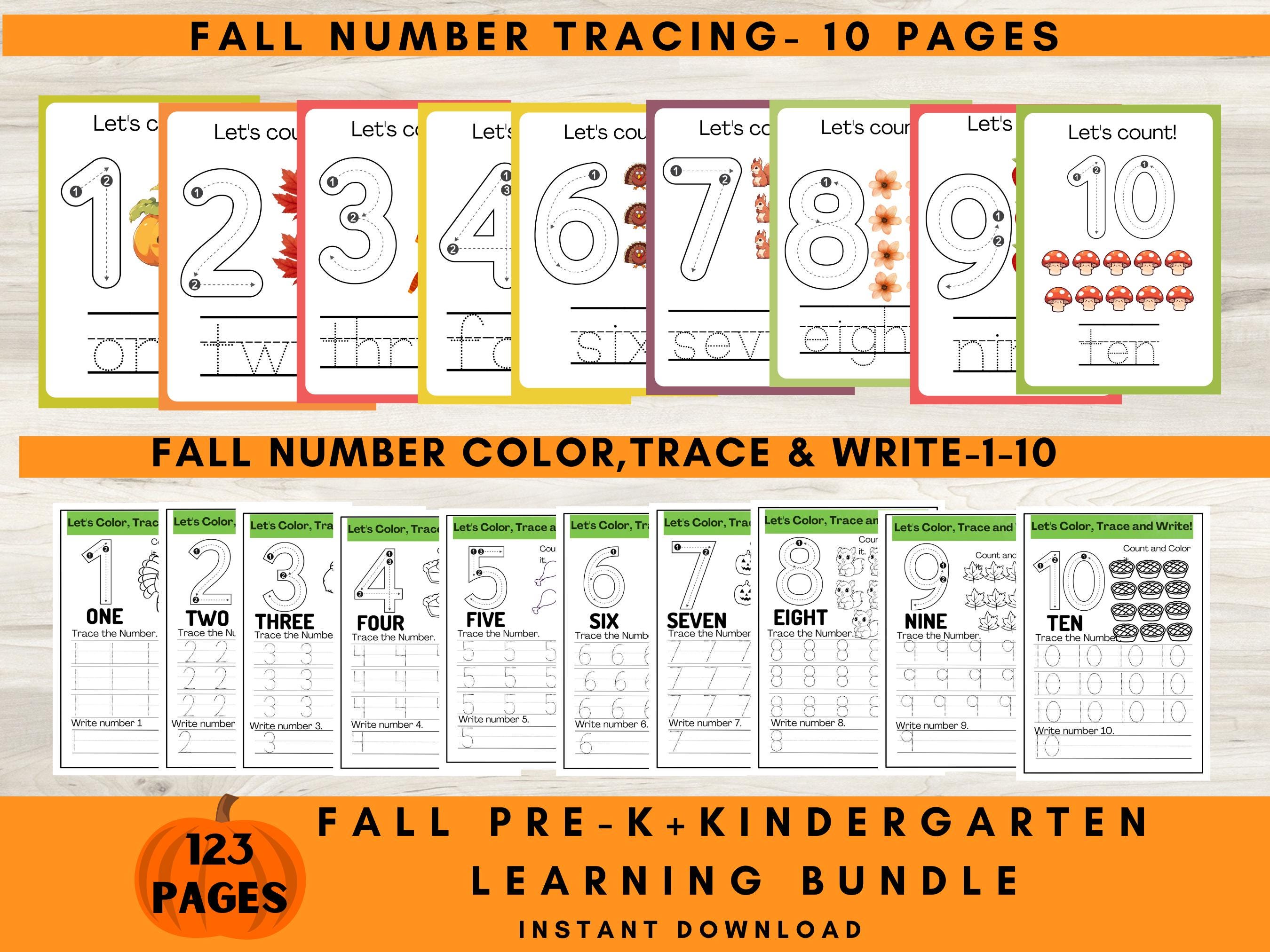 Printable Bundle|fall Dot Marker Preschool Worksheets|fall Coloring ...