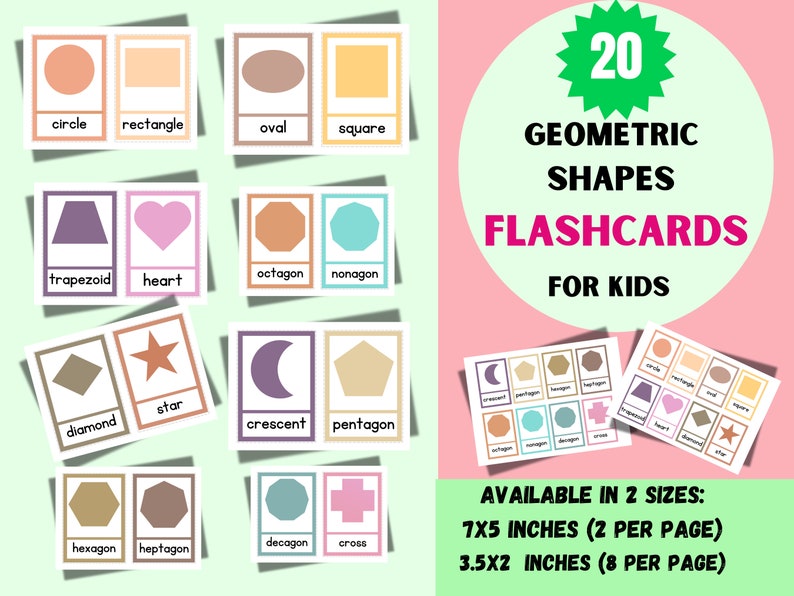Geometric Shape Flashcards: Montessori Homeschool Printable (PDF) - Etsy