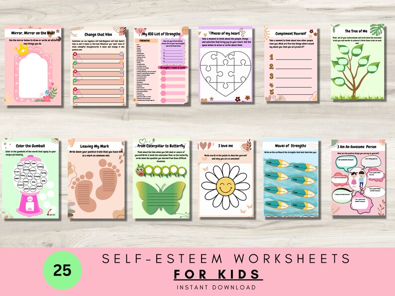 Self-esteem Worksheets for Kids, Mental Health, Kids, Therapy ...