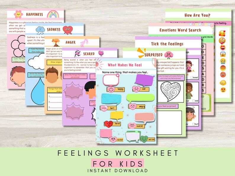 Feelings Worksheets for Kids|emotions Worksheets for Kids|sel|self ...