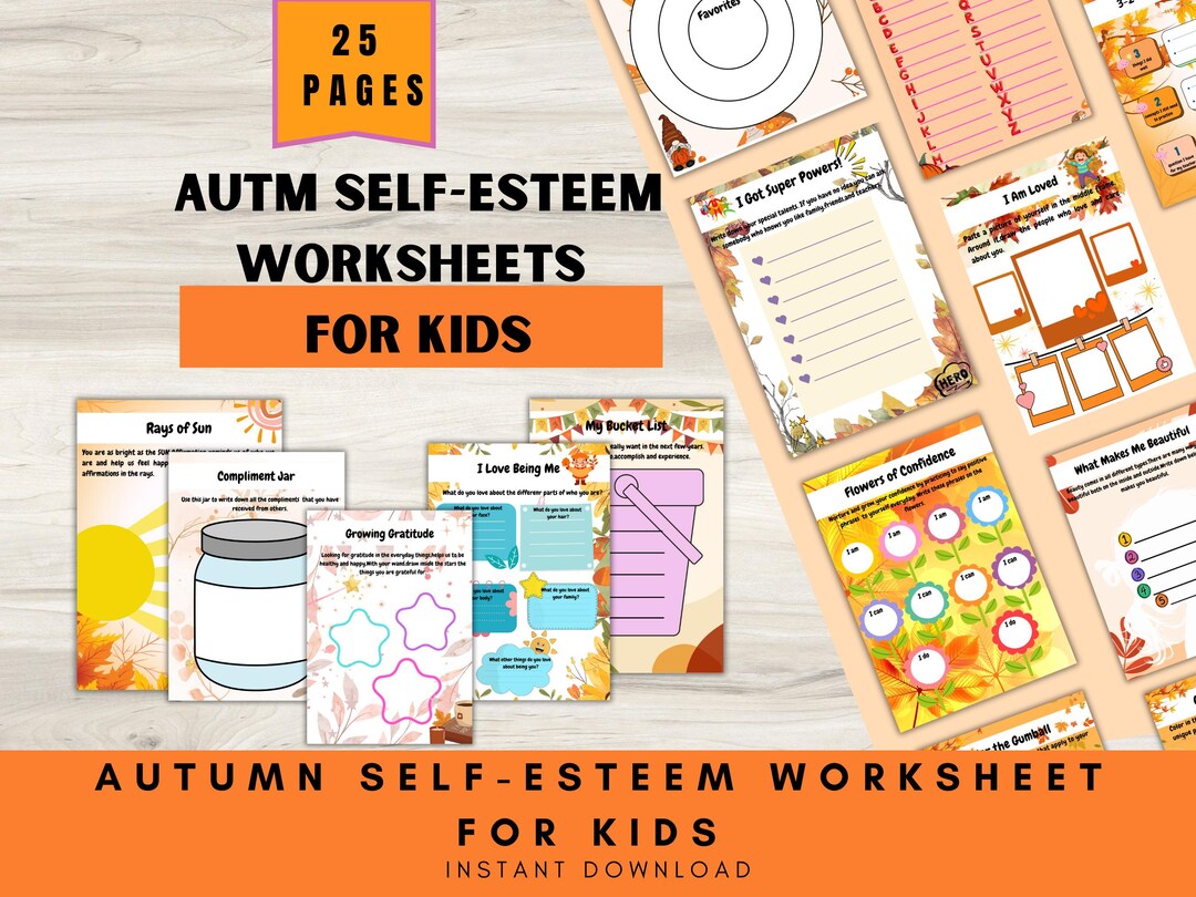 Fall Self-esteem Worksheets for Teens: Mental Health, Coping Skills ...