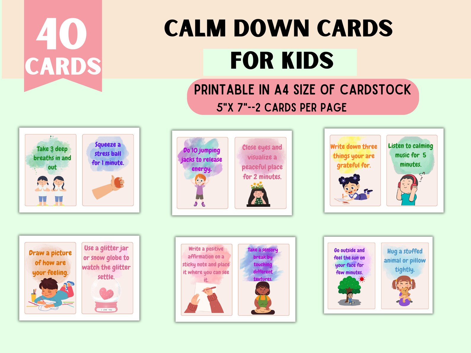 Calming Cards for Kids, Emotional Regulation, Calming Techniques, Calm ...