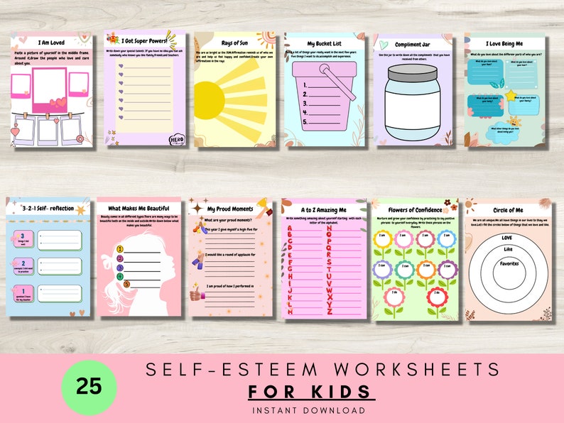 Self-esteem Worksheets for Kids, Mental Health, Kids, Therapy ...