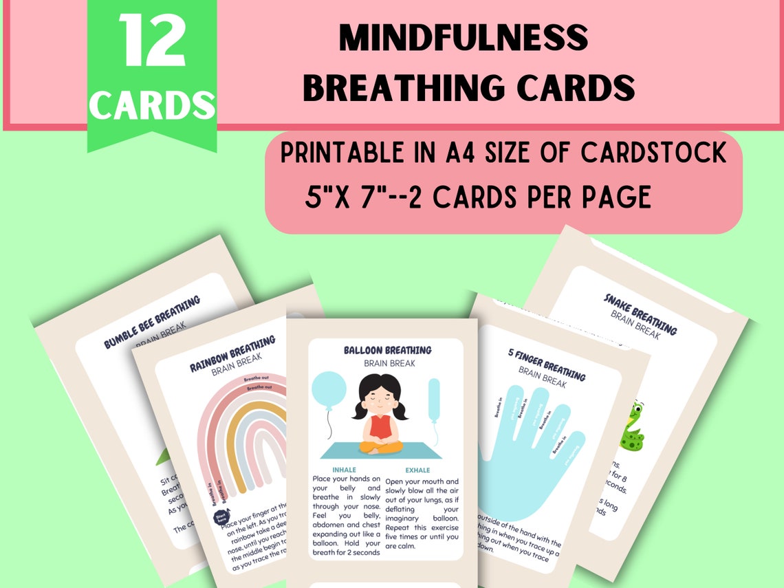 Mindfulness Breathing Cards for Kids: Anxiety & Self-regulation - Etsy