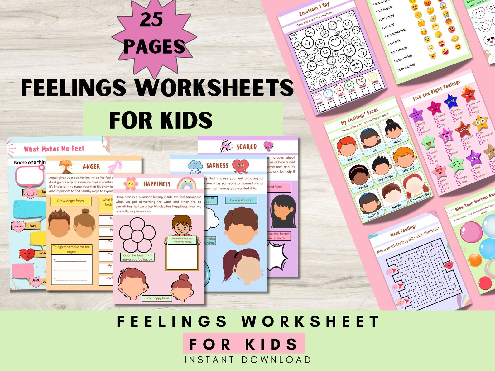 Feelings Worksheets for Kids|emotions Worksheets for Kids|sel|self ...