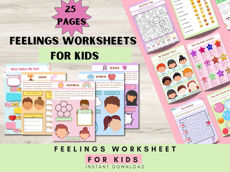 Feelings Worksheets for Kids|emotions Worksheets for Kids|sel|self ...