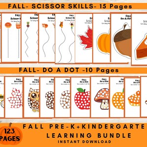 Printable Bundle|fall Dot Marker Preschool Worksheets|fall Coloring ...