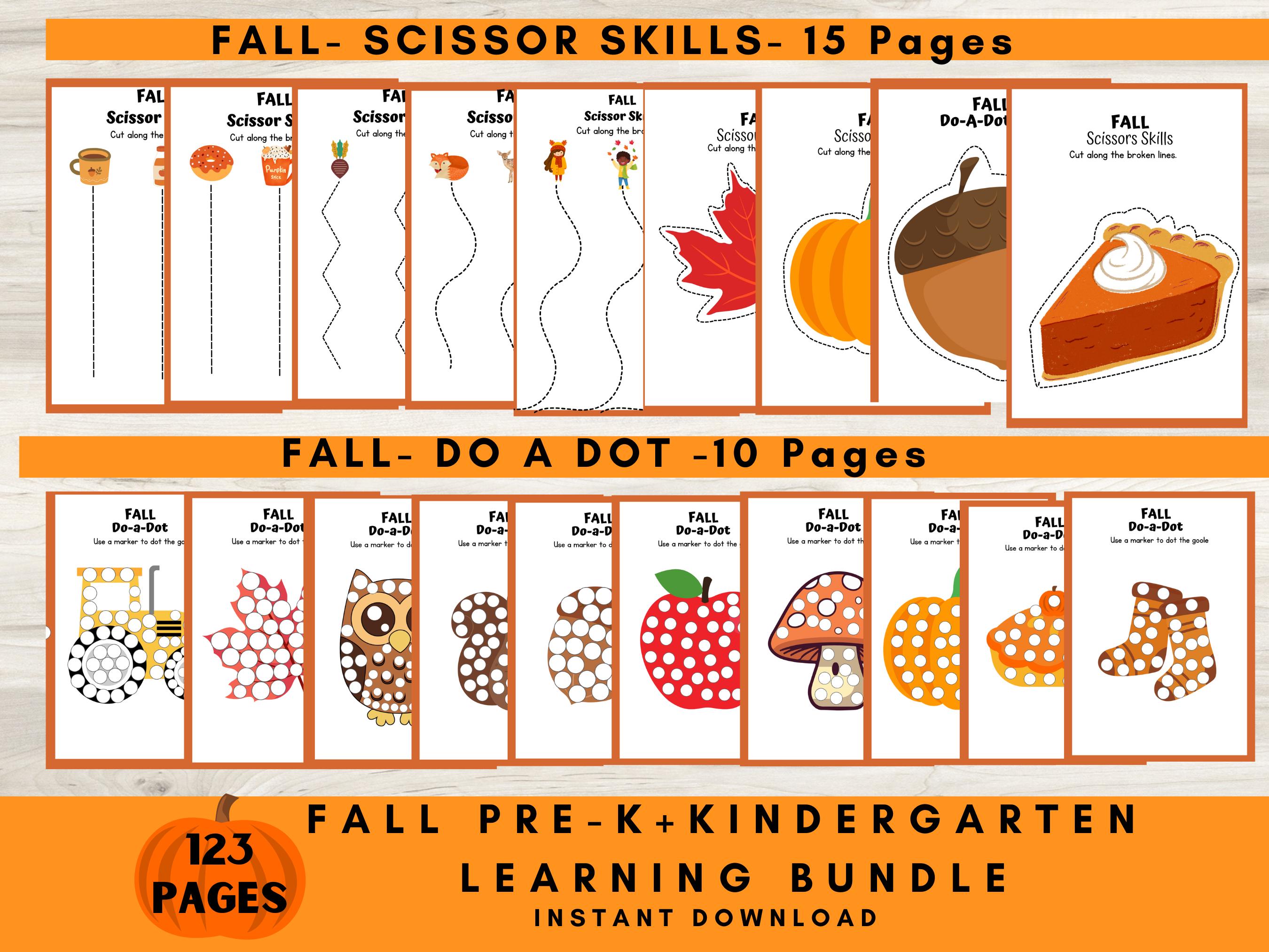 Printable Bundle|fall Dot Marker Preschool Worksheets|fall Coloring ...