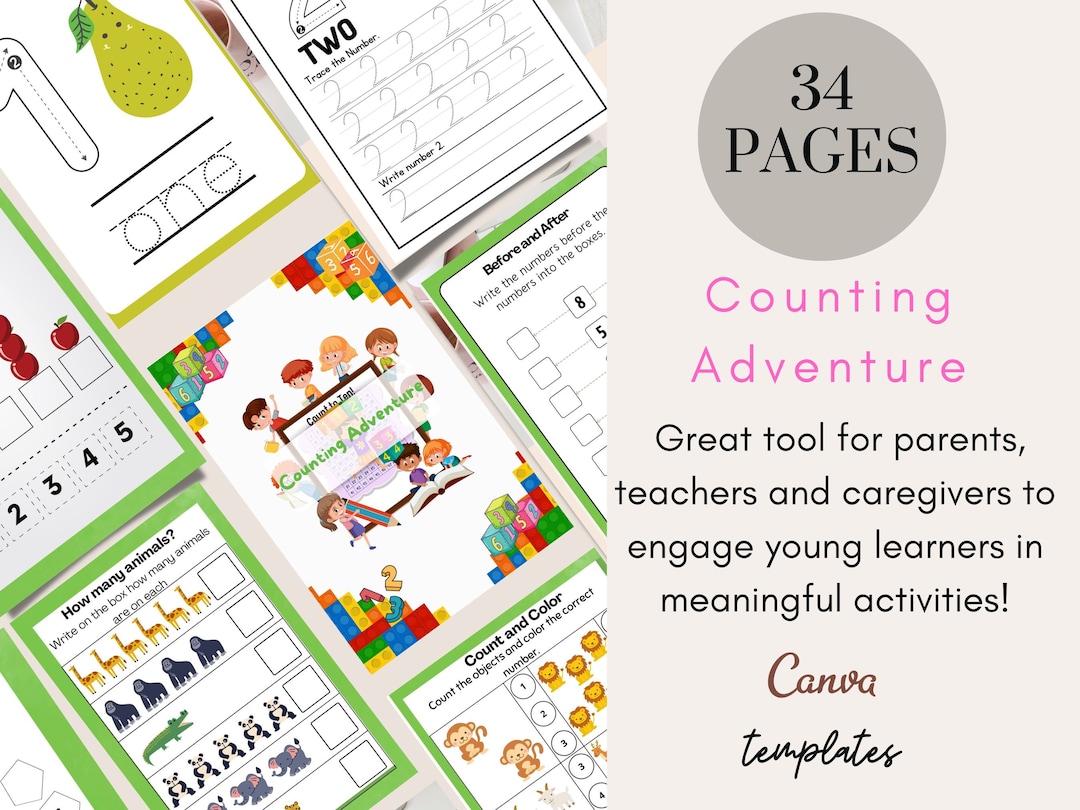 Counting Worksheets| Number Activities|quiet Book|busybook|preschool ...