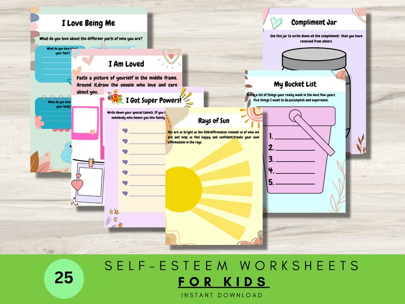 Self-esteem Worksheets for Kids: Mental Health & Coping Skills (digital ...