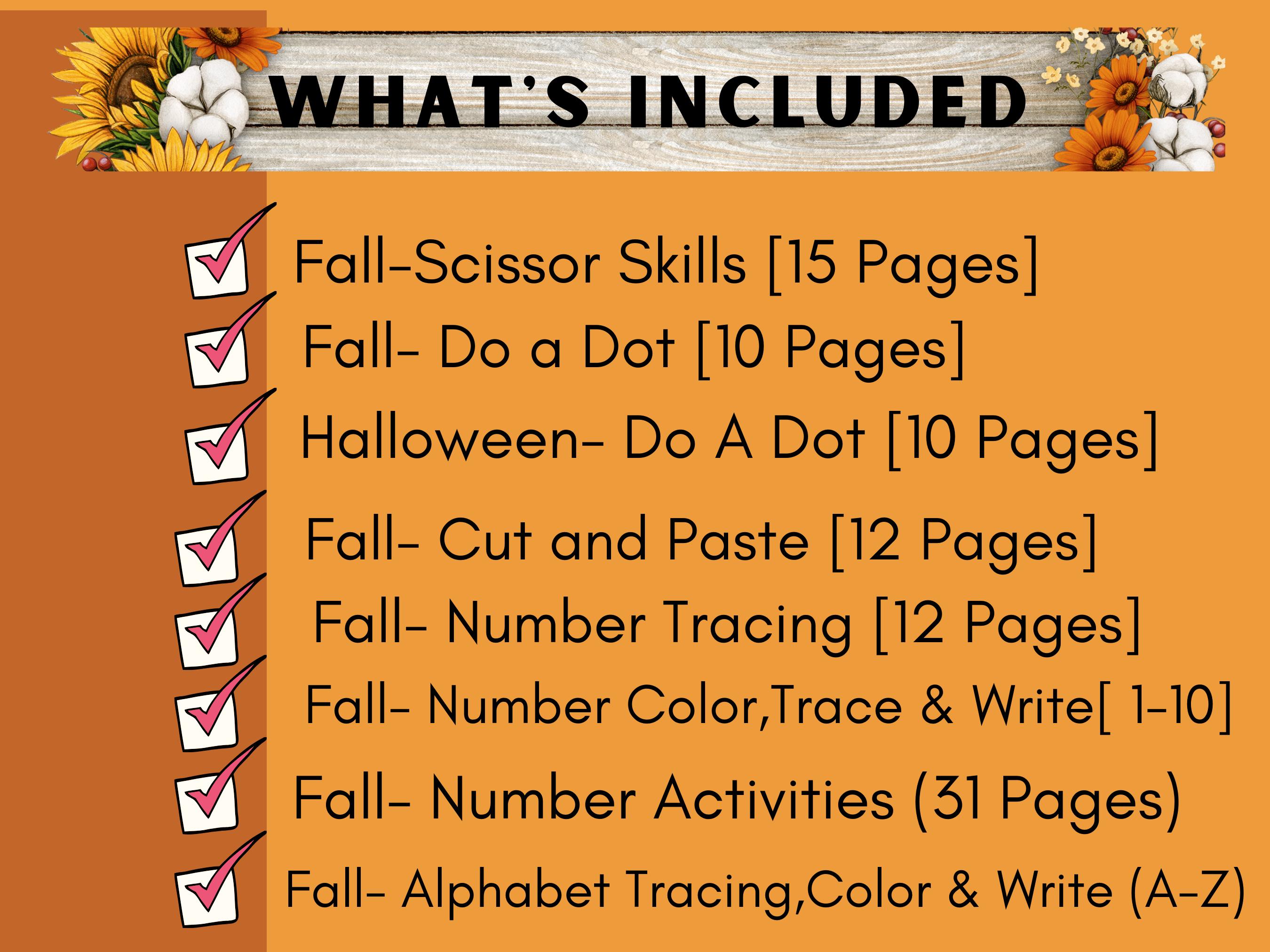 Printable Bundle|fall Dot Marker Preschool Worksheets|fall Coloring ...