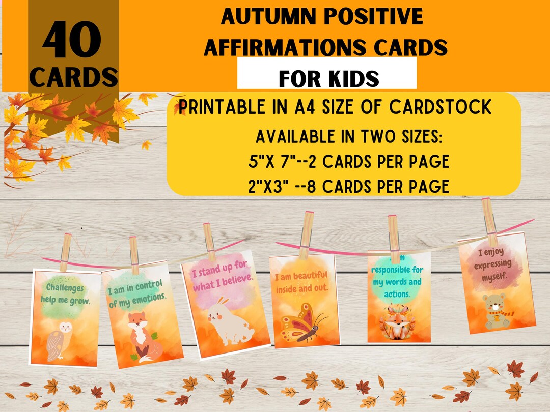 Autumn Positive Affirmation Cards|positive Affirmation Cards for Kids ...
