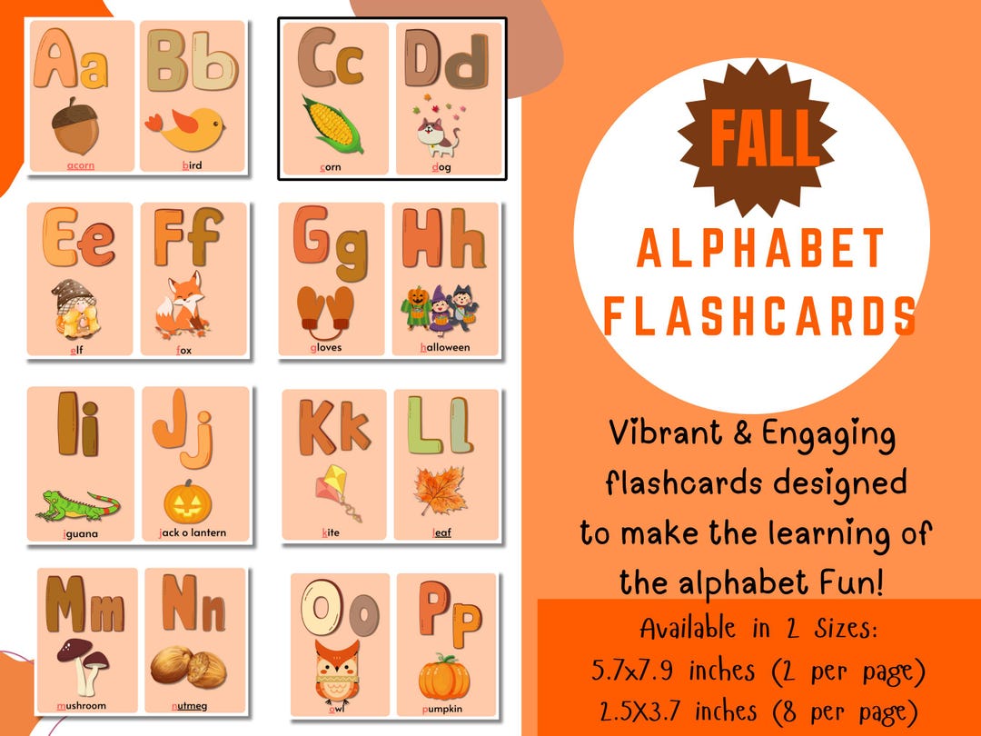 Autumn Alphabet Flashcardsabc Flashcardsalphabet ...