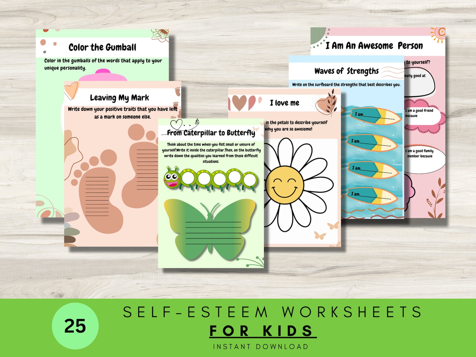 Self-esteem Worksheets for Kids: Mental Health & Coping Skills (digital ...