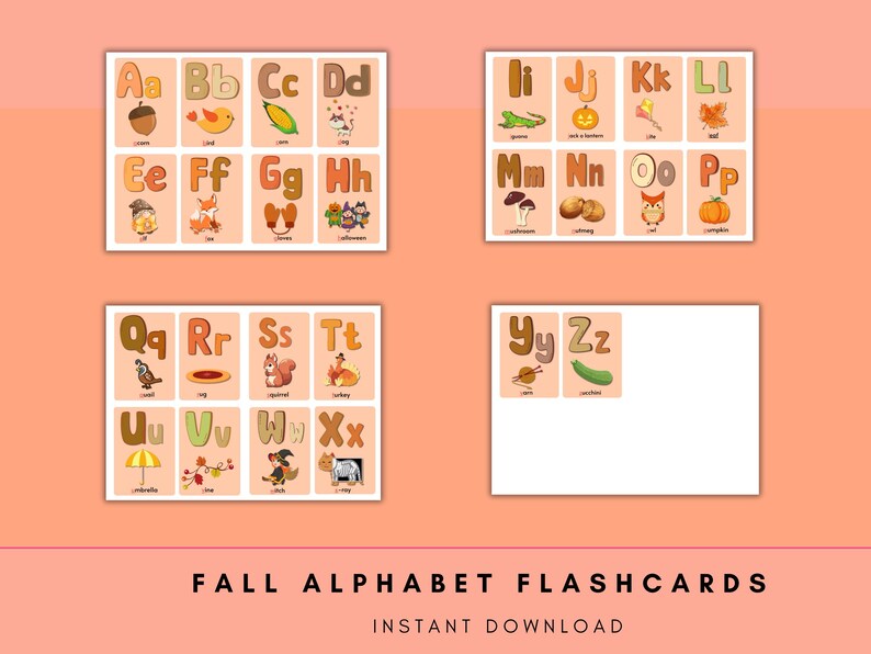 Autumn Alphabet Flashcardsabc Flashcardsalphabet ...