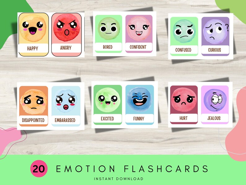 Emotion Flashcards,emotion Preschool Printables, Feelings Flashcards ...