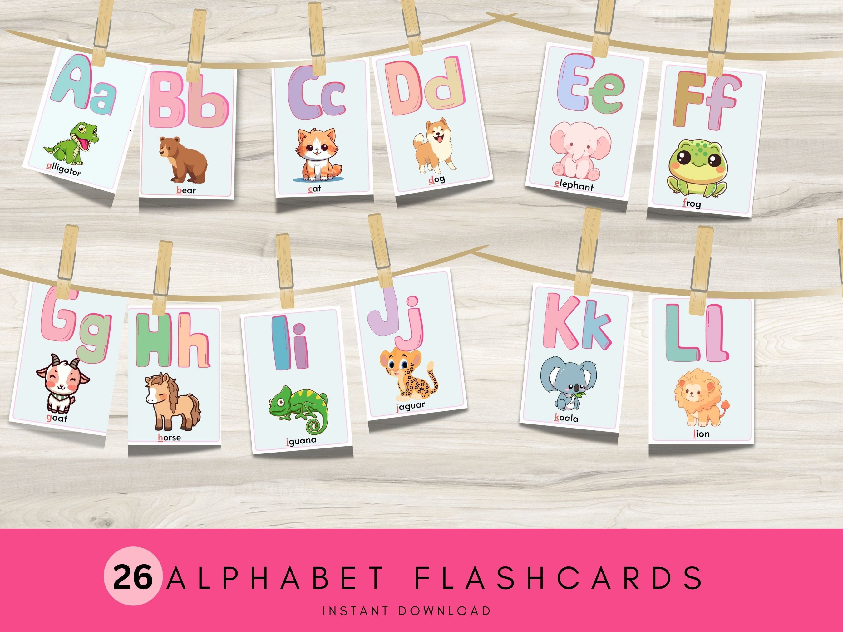 Alphabet Flashcards: ABC Printable Learning Cards (digital Download) - Etsy