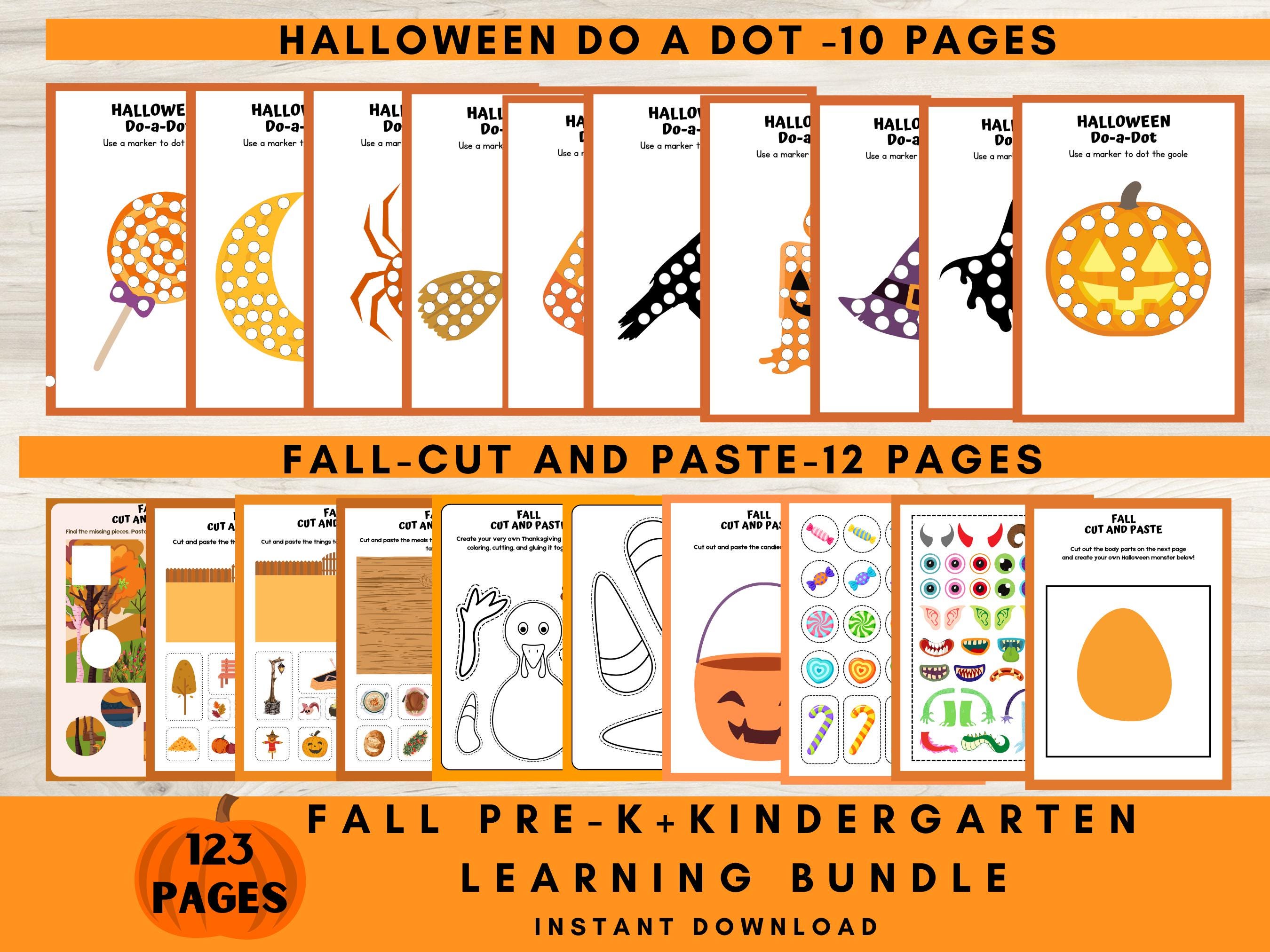 Printable Bundle|fall Dot Marker Preschool Worksheets|fall Coloring ...