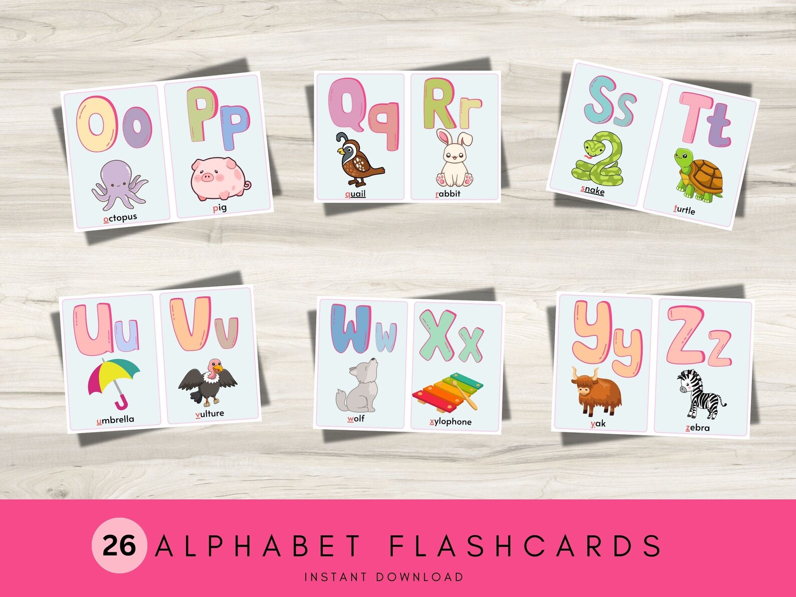 Alphabet Flashcards: ABC Printable Learning Cards (digital Download) - Etsy