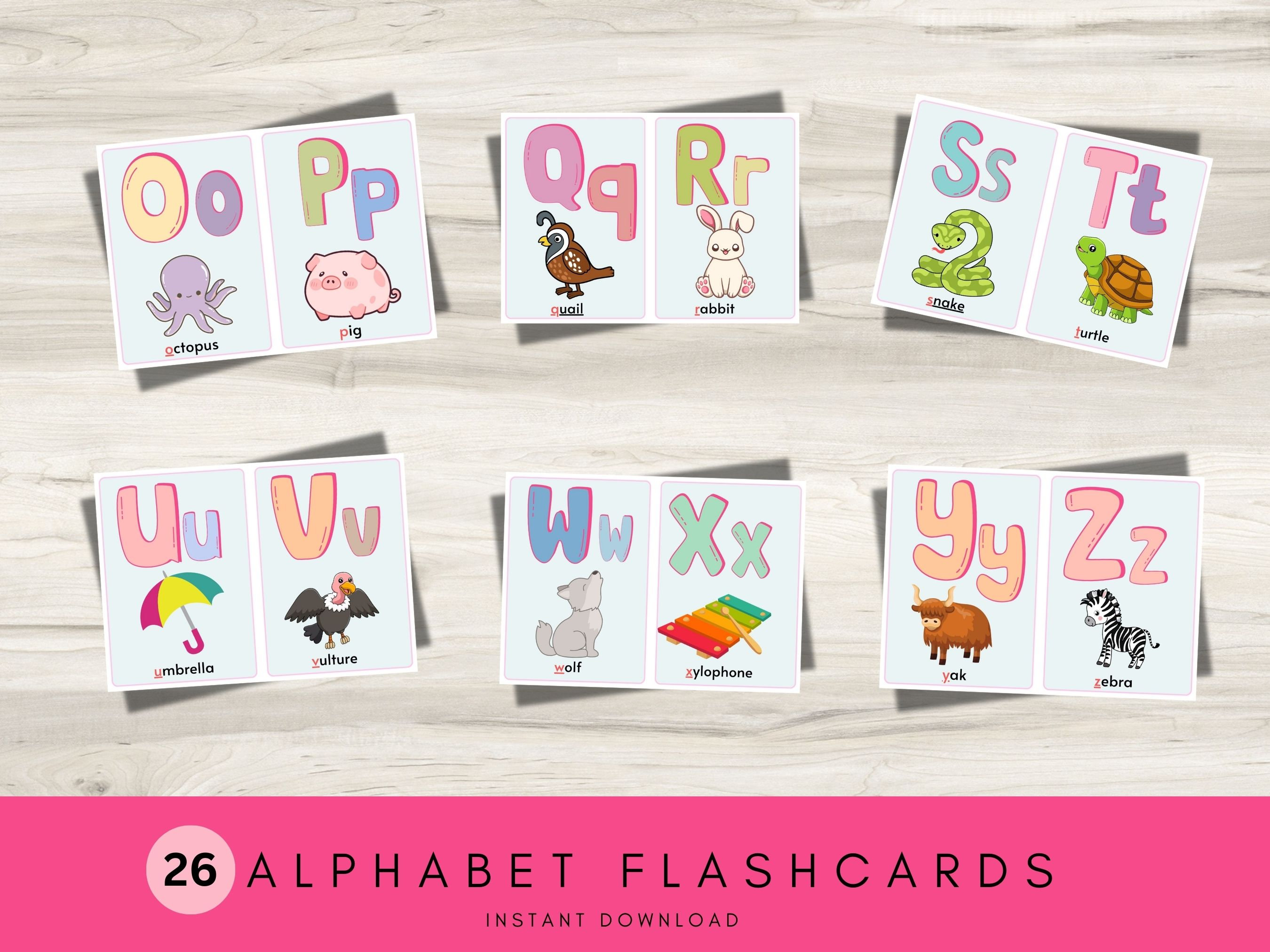 Alphabet Flashcards: ABC Printable Learning Cards (digital Download) - Etsy