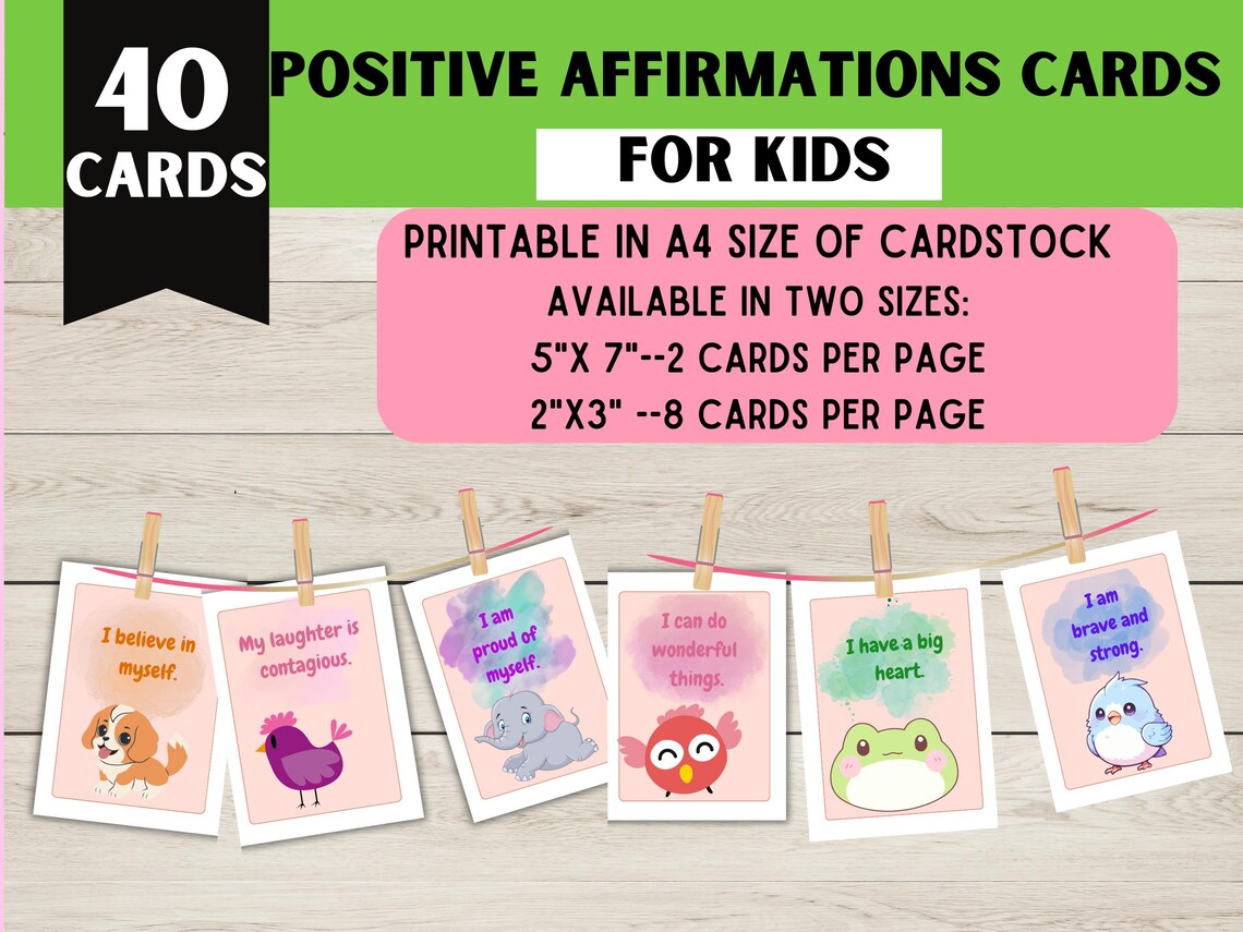 40 Positive Affirmation Cards for Kids: Lunchbox Notes (printable) - Etsy