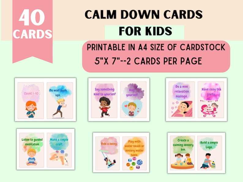 Calming Cards for Kids, Emotional Regulation, Calming Techniques, Calm ...