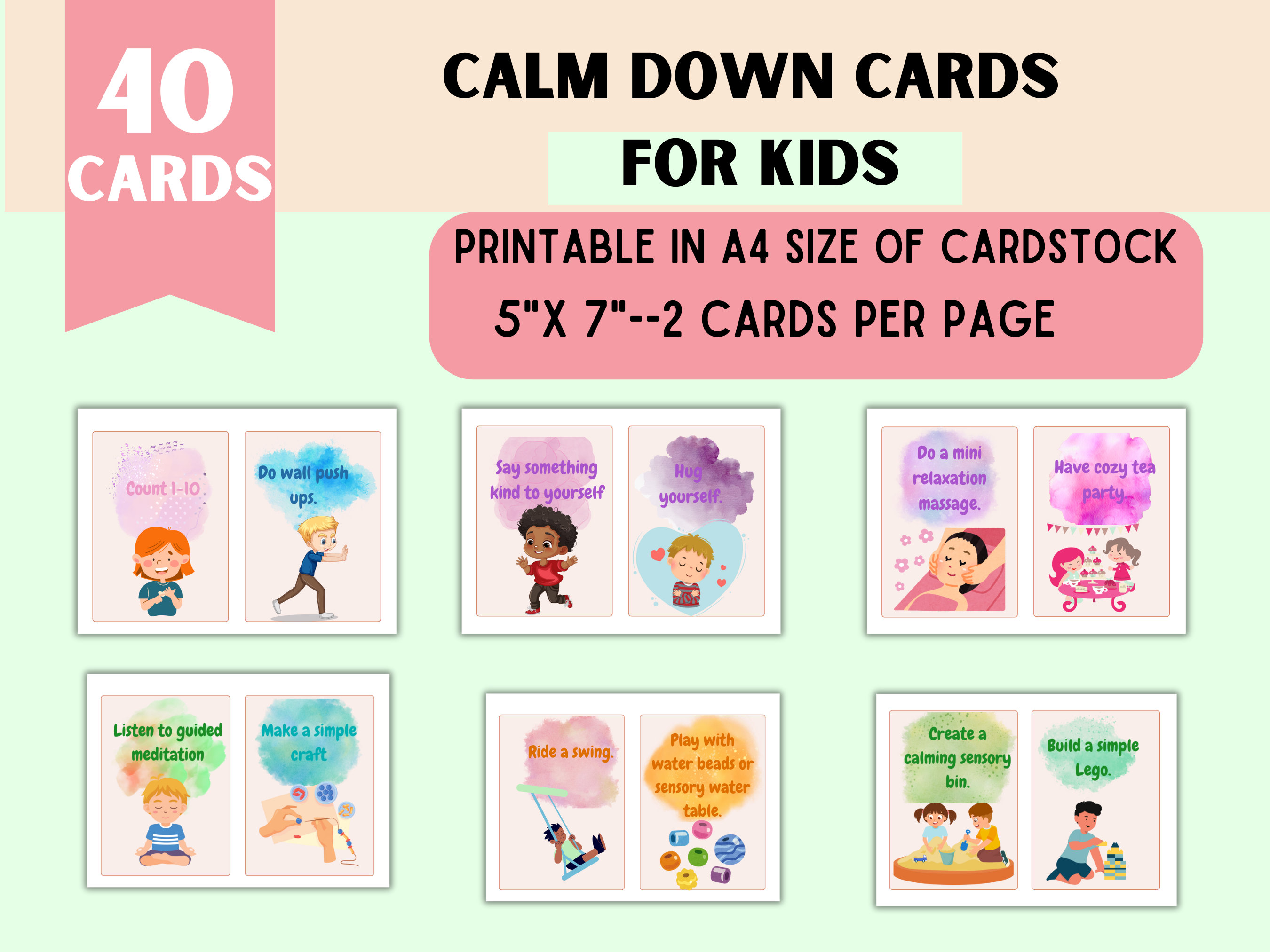 Calming Cards for Kids, Emotional Regulation, Calming Techniques, Calm ...