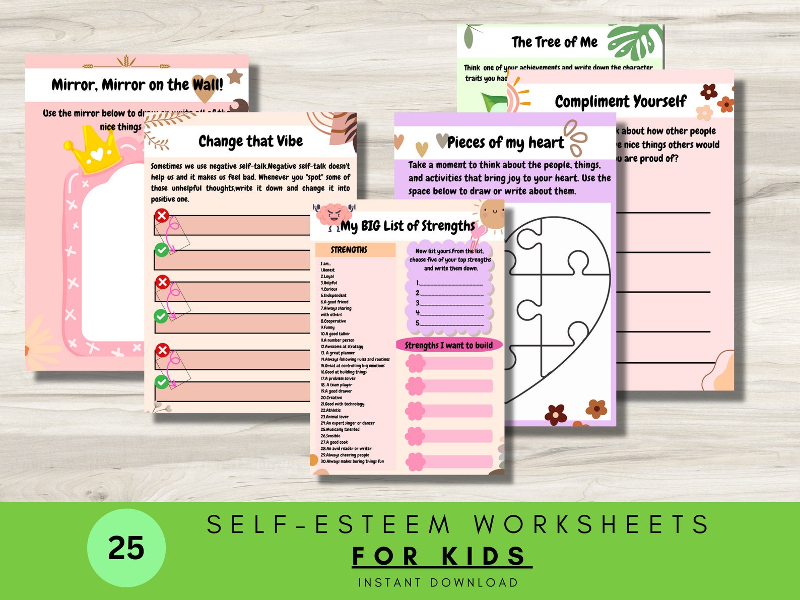 Self-esteem Worksheets for Kids, Mental Health, Therapy Worksheets ...