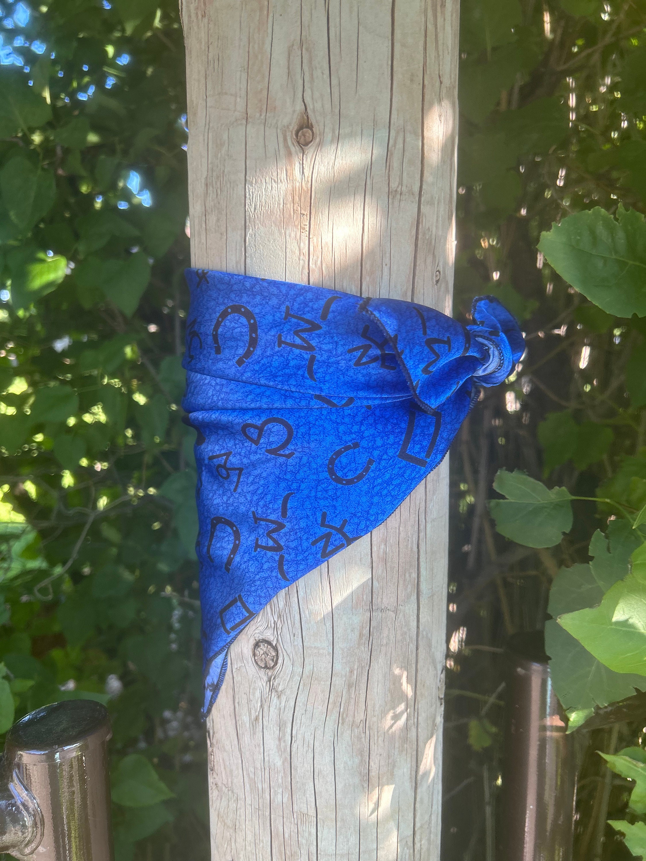 Charmeuse Satin Wild Rag, Royal Blue With Black Brands, Spurs and Hats ...